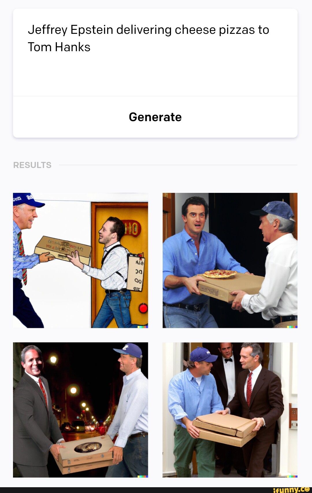 Jeffrey Epstein delivering cheese pizzas to Tom Hanks Generate RESULTS ...