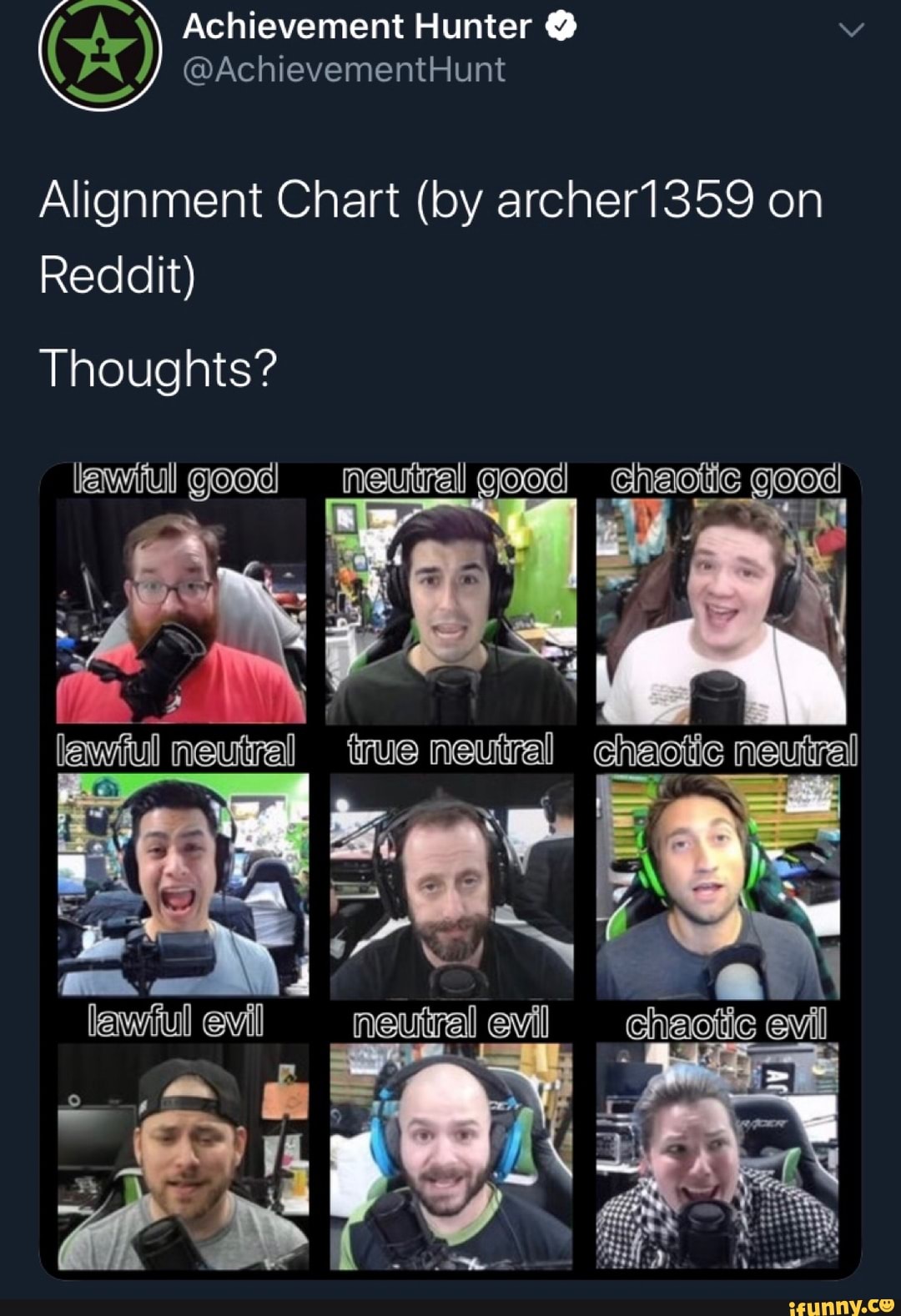 Alignment Chart (by archer1359 on Reddit) Thoughts? - iFunny