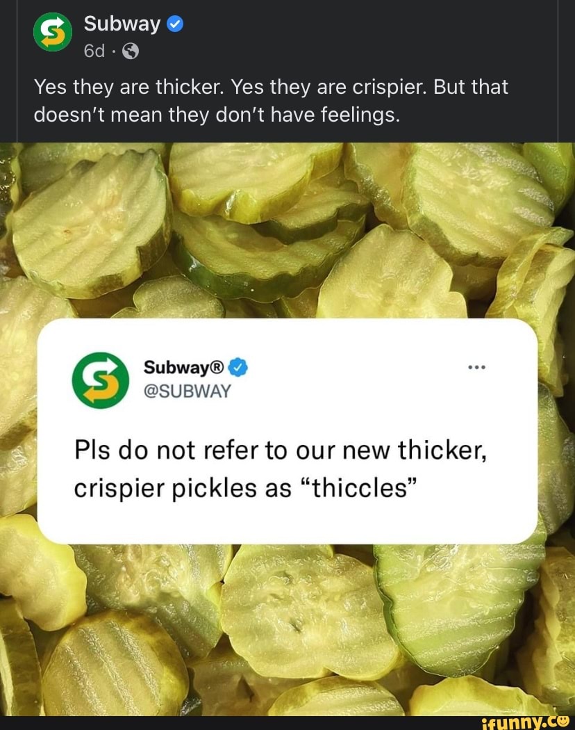 SS Subway @ Yes they are thicker. Yes they are crispier. But that doesn ...