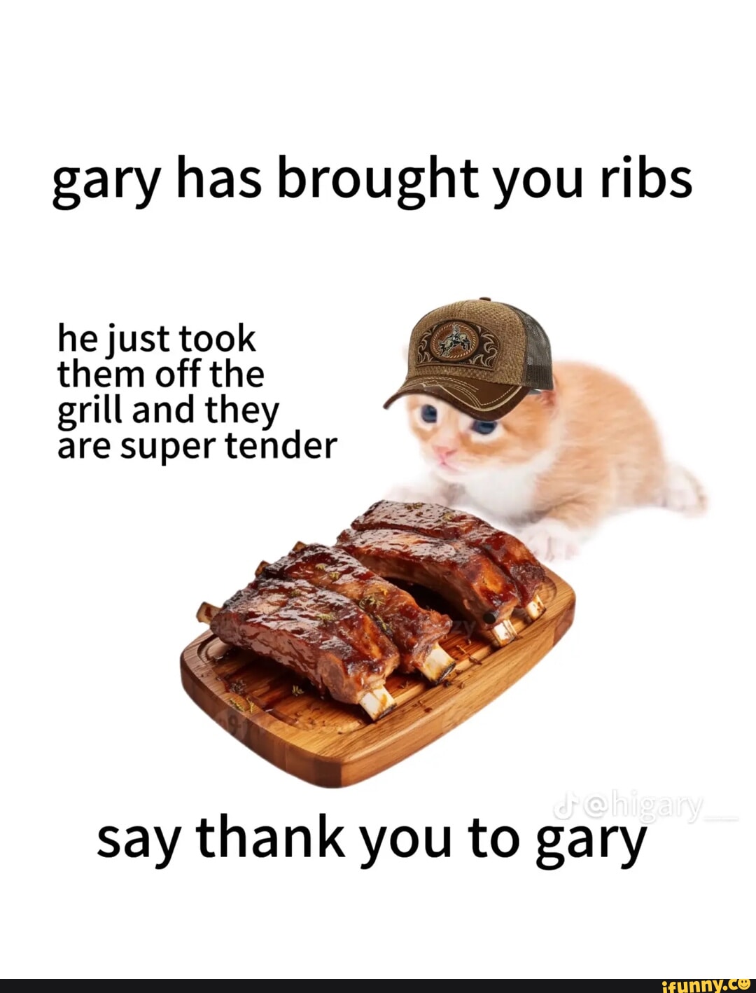 Gary has brought you ribs he just took them off the grill and they are ...