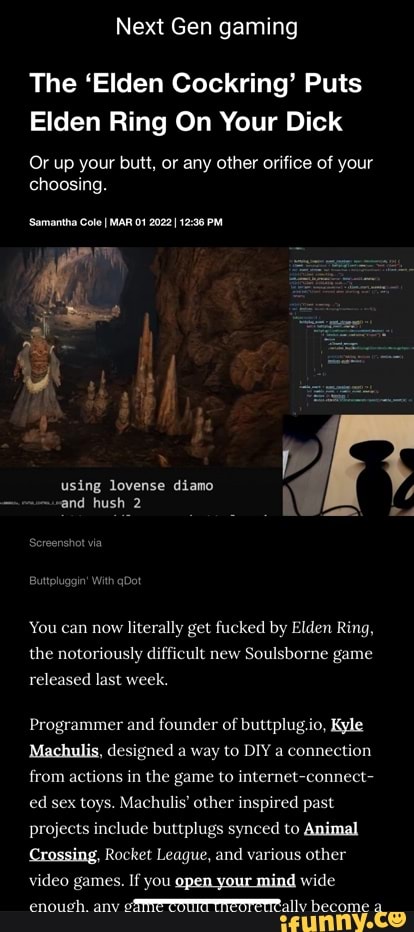 Next Gen gaming The 'Elden Cockring' Puts Elden Ring On Your Dick Or up ...