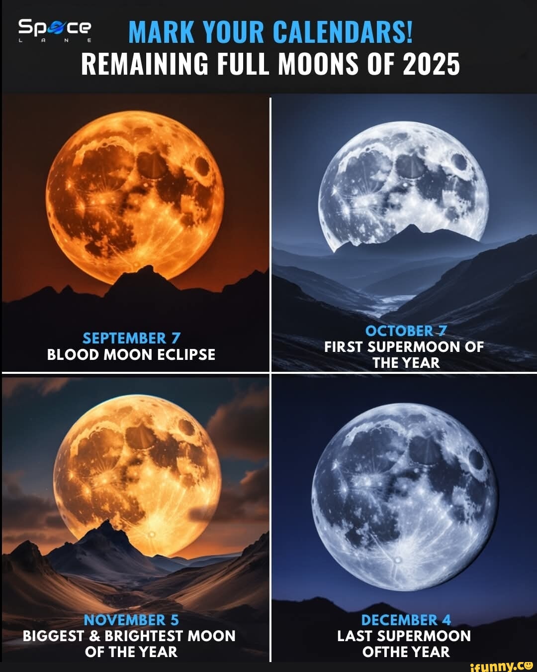 Sp ce MARK YOUR CALENDARS! REMAINING FULL MOONS OF 2025 OCTOBER FIRST ...