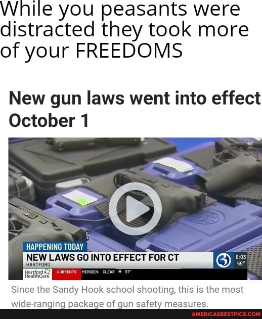 While you peasants were distracted they took more of your FREEDOMS New gun laws went into effect ...