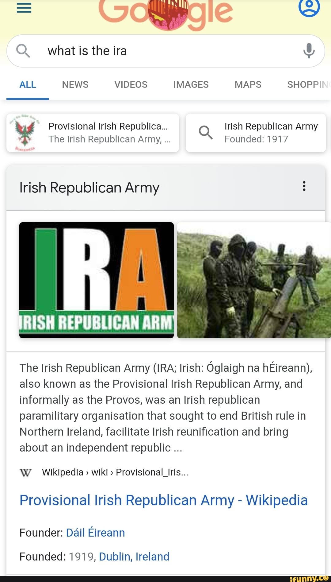 What is the ira ALL NEWS VIDEOS IMAGES MAPS SHOPP Provisional The irish ...