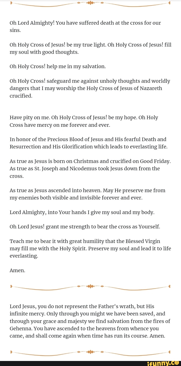 Oh Lord Almighty! You have suffered death at the cross for our sins. Oh ...