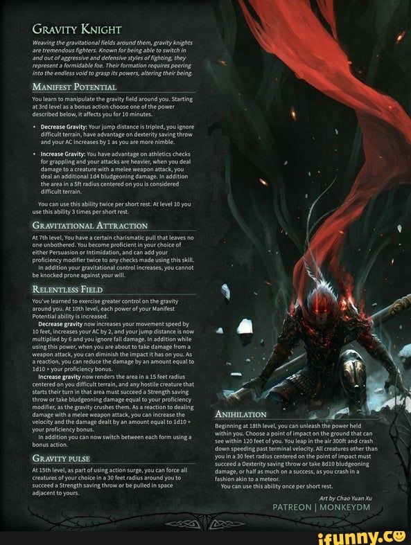 Gravity KNIGHT Weaving he graviationa Known around able to knights ...