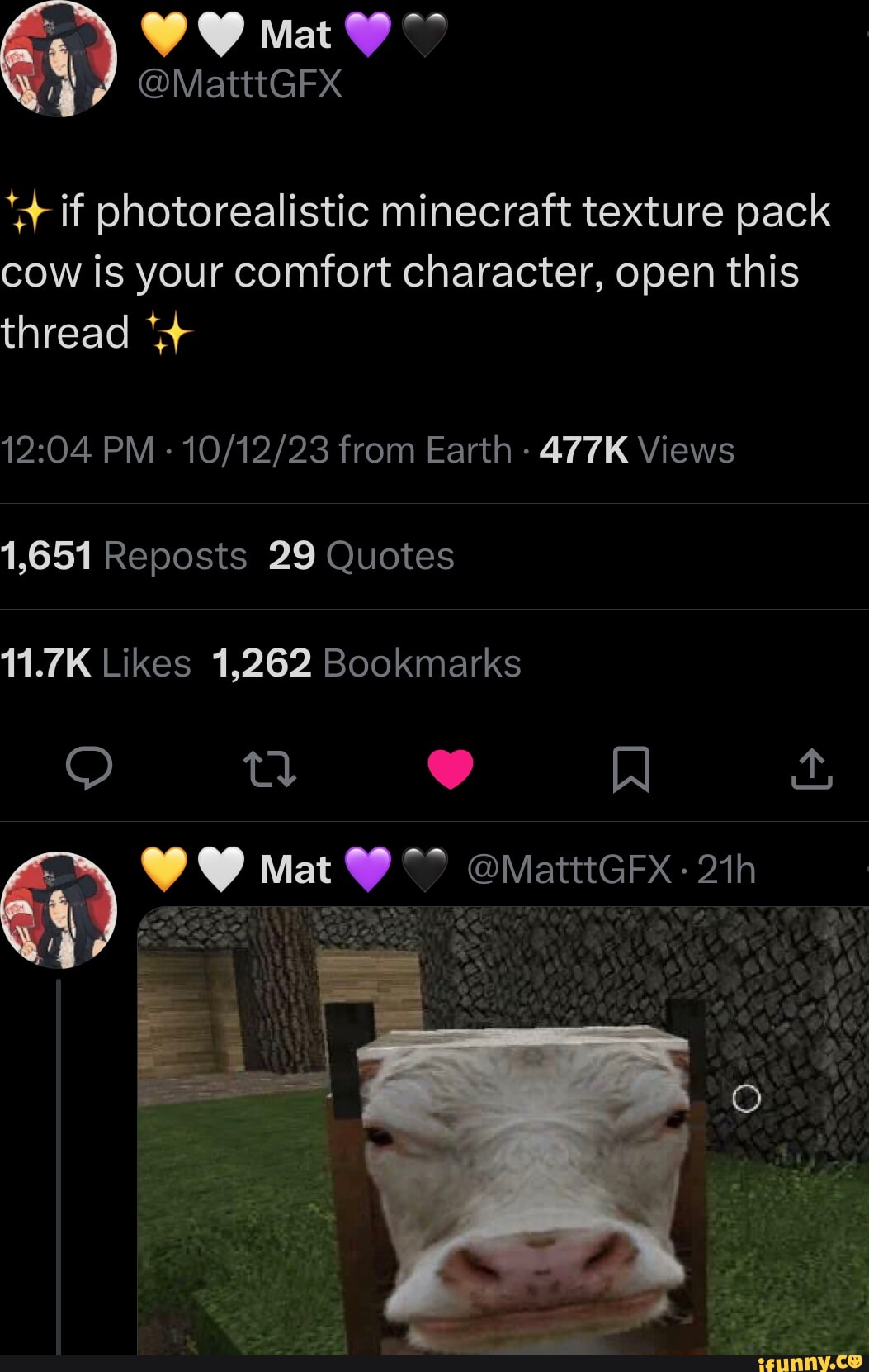 Mat @MatttGFX if photorealistic minecraft texture pack cow is your ...