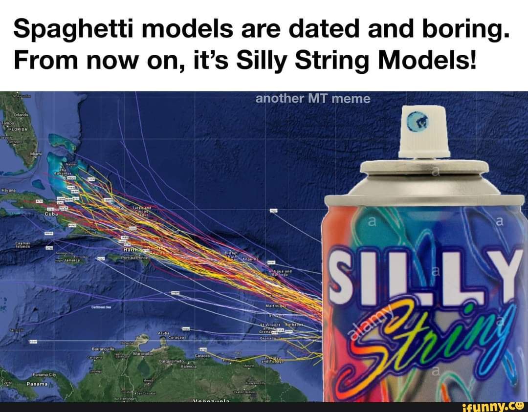 Spaghetti models are dated and boring. From now on, it's Silly String Models! another MT meme ...