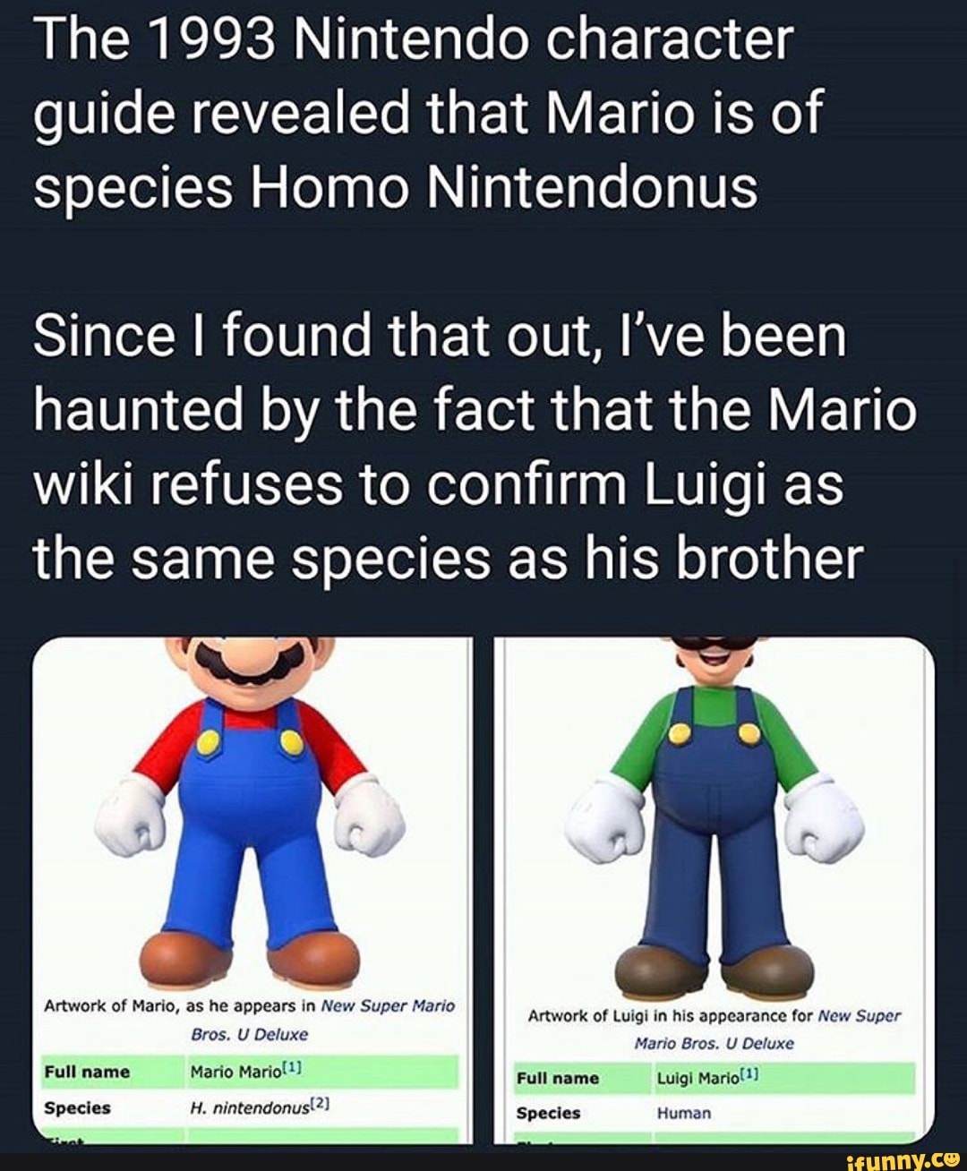 The 1993 Nintendo character guide revealed that Mario is of species ...