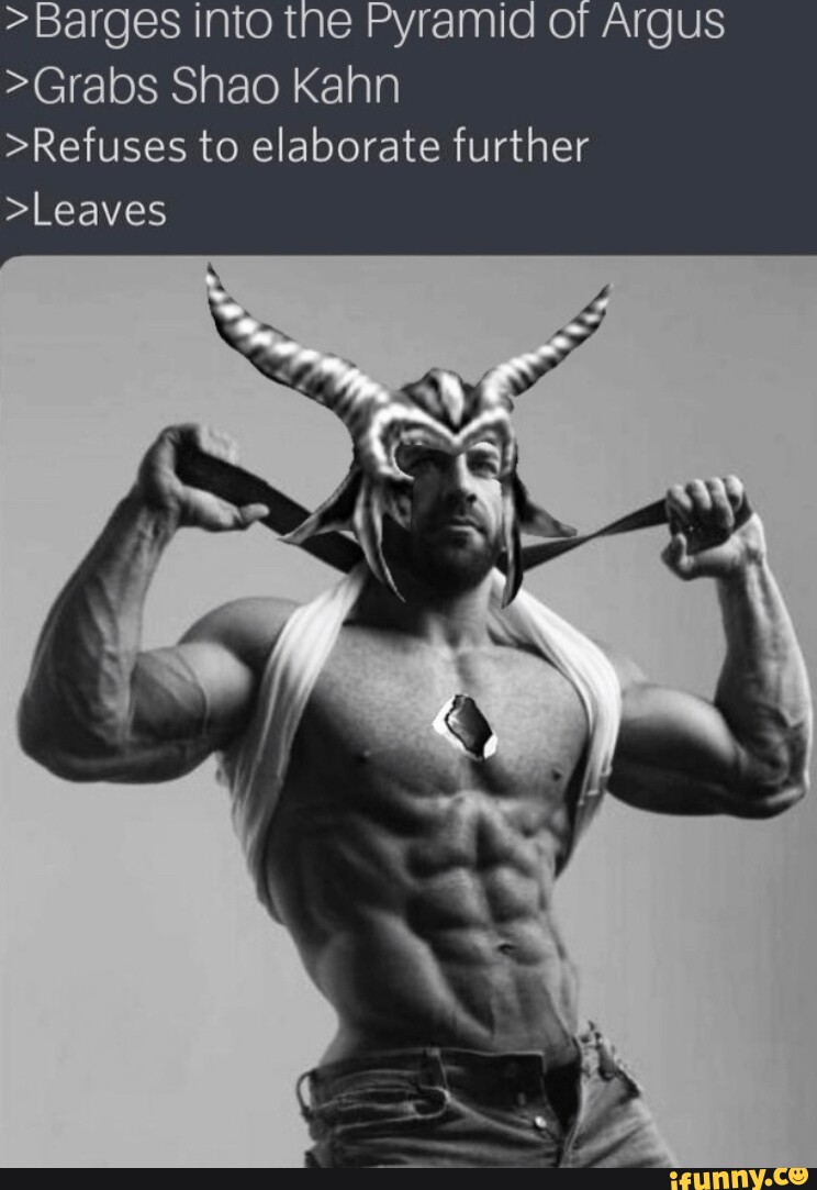 >Barges into the Pyramid of Argus >Grabs Shao Kahn >Refuses to ...