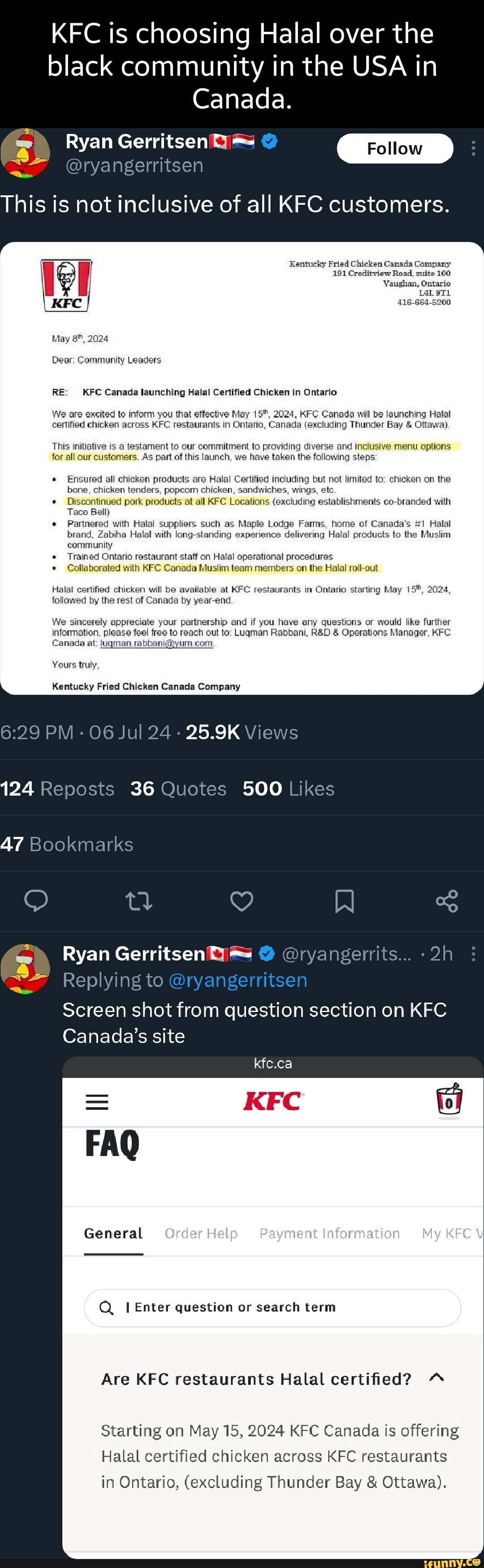 KFC is choosing Halal over the black community in the USA in Canada ...