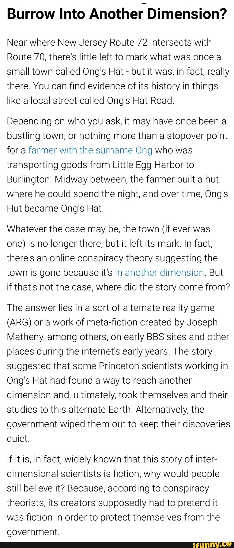 Burrow Into Another Dimension? Near where New Jersey Route 72 ...