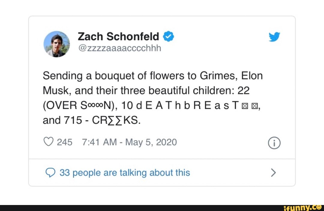 A; @zzzzaaaacccchhh Sending a bouquet of flowers to Grimes, Elon Musk ...
