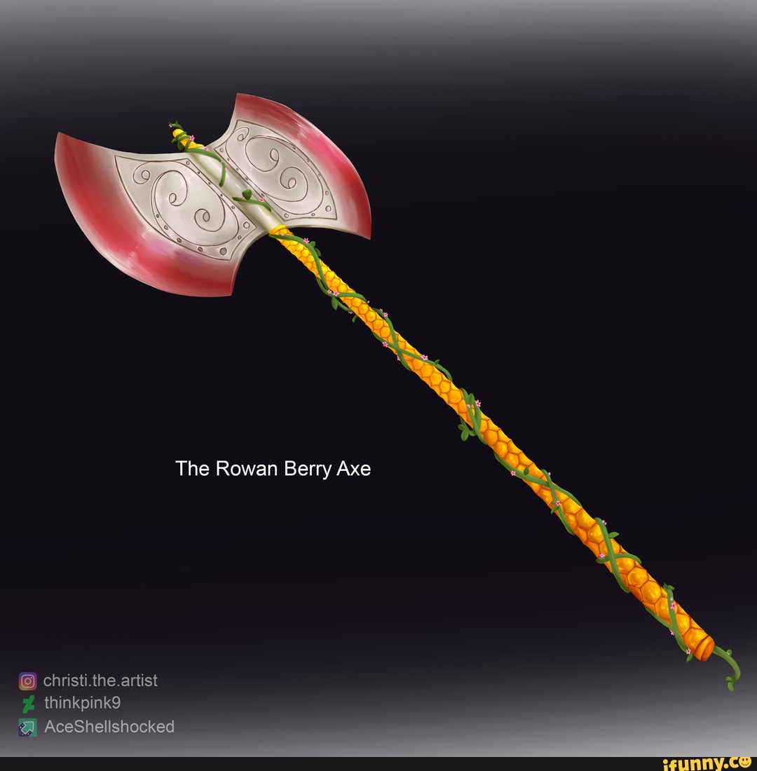 A lovely axe with a honeycomb handle, stained with Rowan berry juice ...