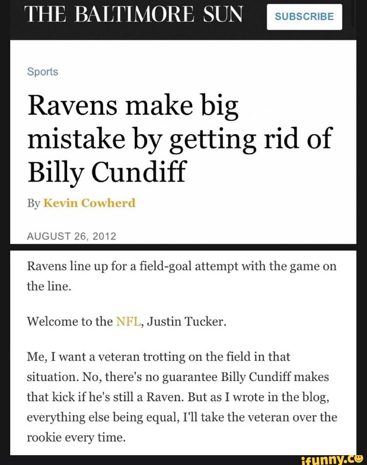 THE BALTIMORE SUN Sports Ravens make big mistake by getting rid of ...
