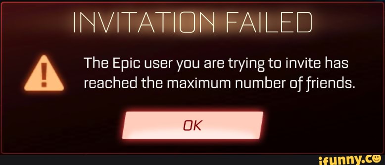 INVITATION FAILED The Epic user you are trying to invite has reached ...