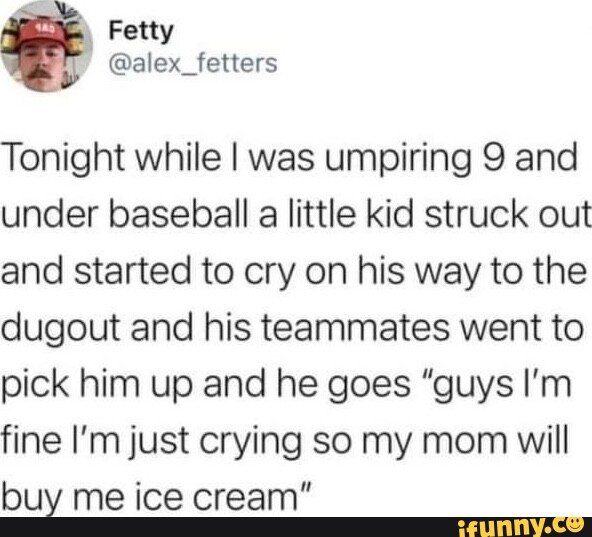 Tonight while I was umpiring 9 and under baseball a little kid struck ...