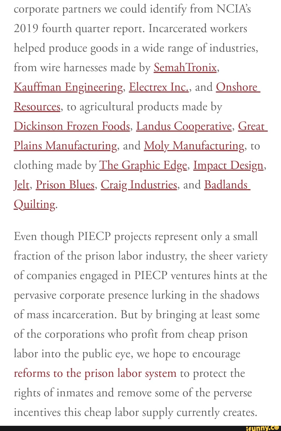 Corporate partners we could identify from NCIA's 2019 fourth quarter ...