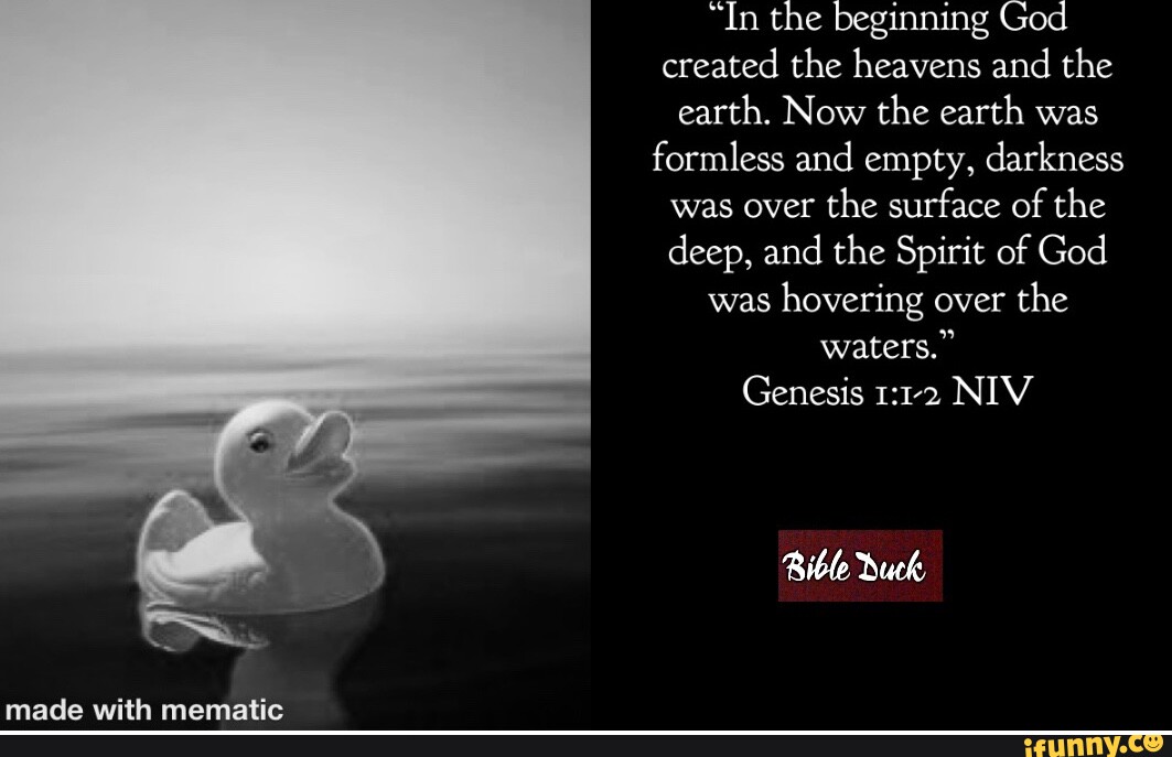 "In the beginning God created the heavens and the earth. Now the earth was formless and empty ...