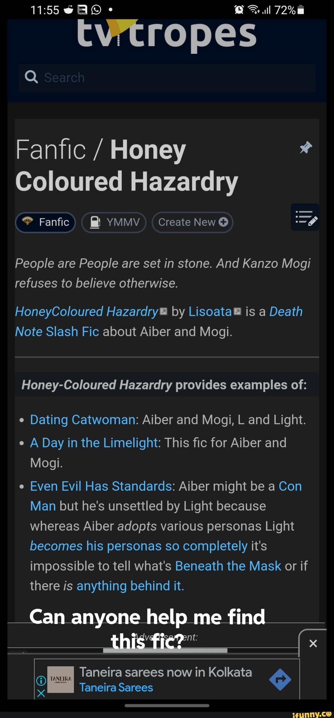 Tvtropes Fantic / Honey Coloured Hazardry Fanfic ) Ci YMMV) Create New ...