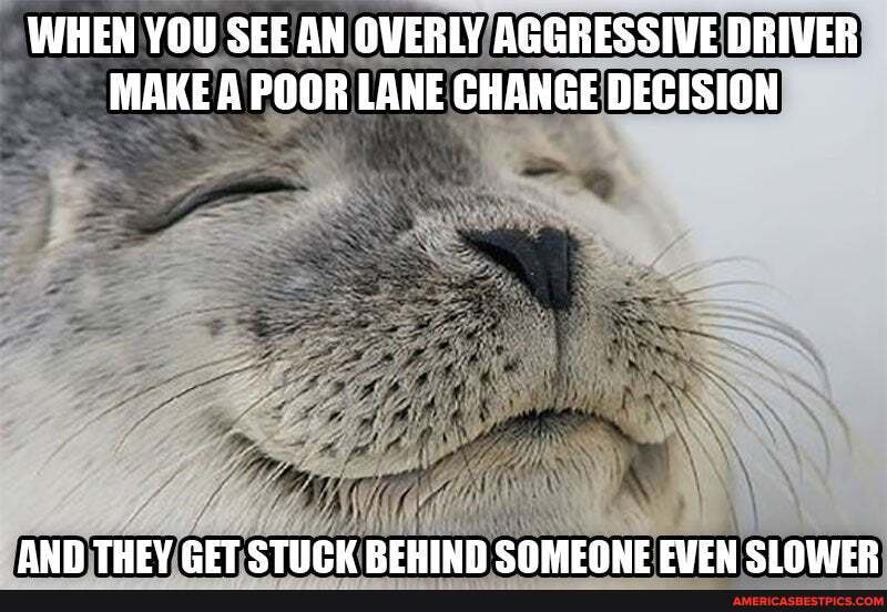 WHEN YOU SEE AN OVERLY AGGRESSIVE DRIVER MAKE A POOR LANE CHANGE ...