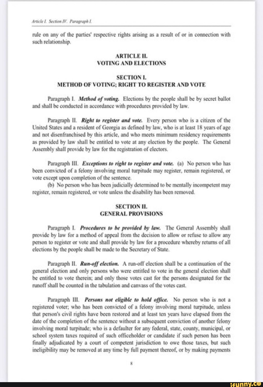 Article Section IV. Paragraph rule on any of the parties' respective ...