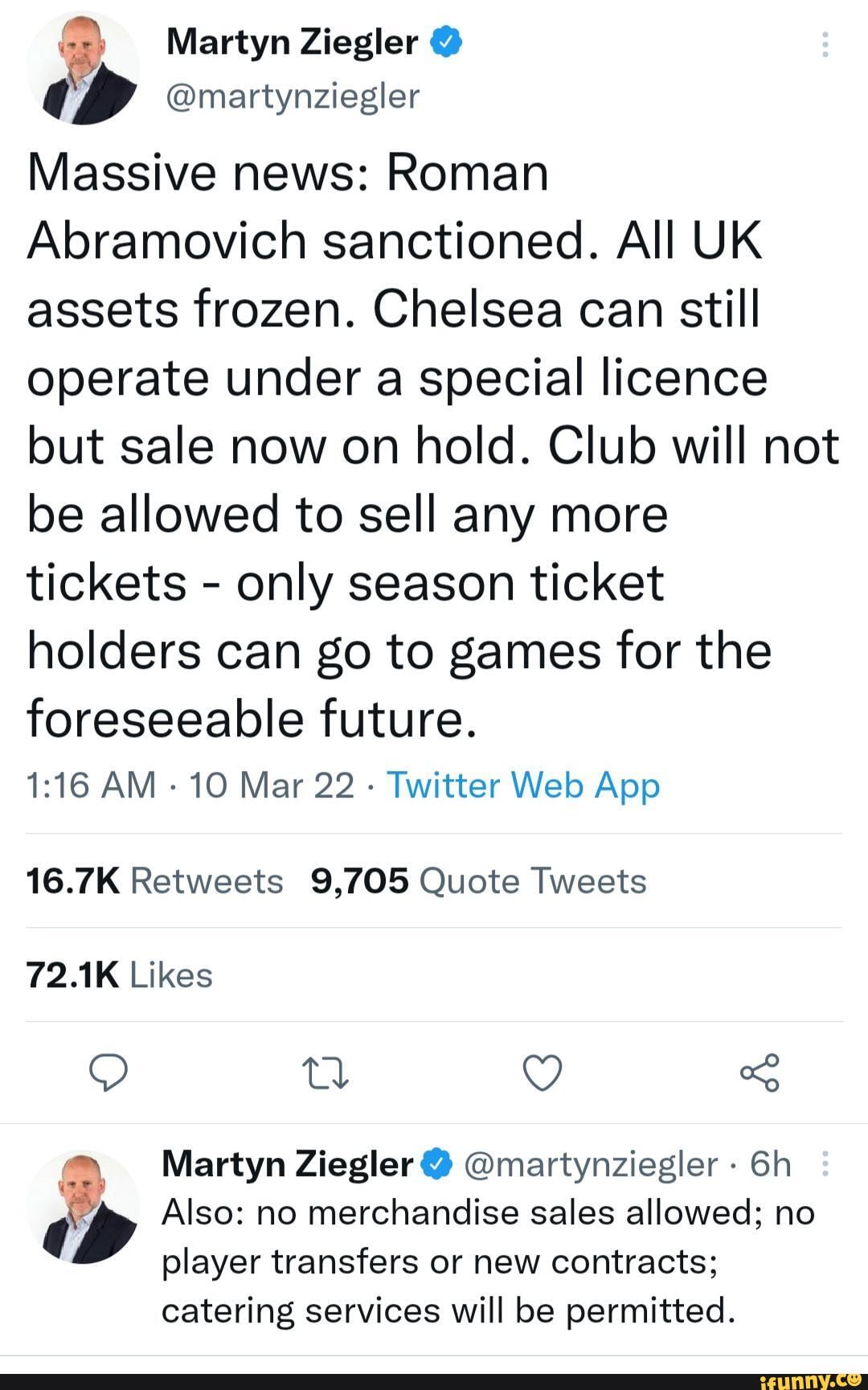 Martyn Ziegler @ @martynziegler Massive news: Roman Abramovich ...