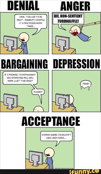 DENIAL DIE NON-SENTIENT TURDWAFFLE! DEPRESSION BARGAINING ACCEPTANCE ...