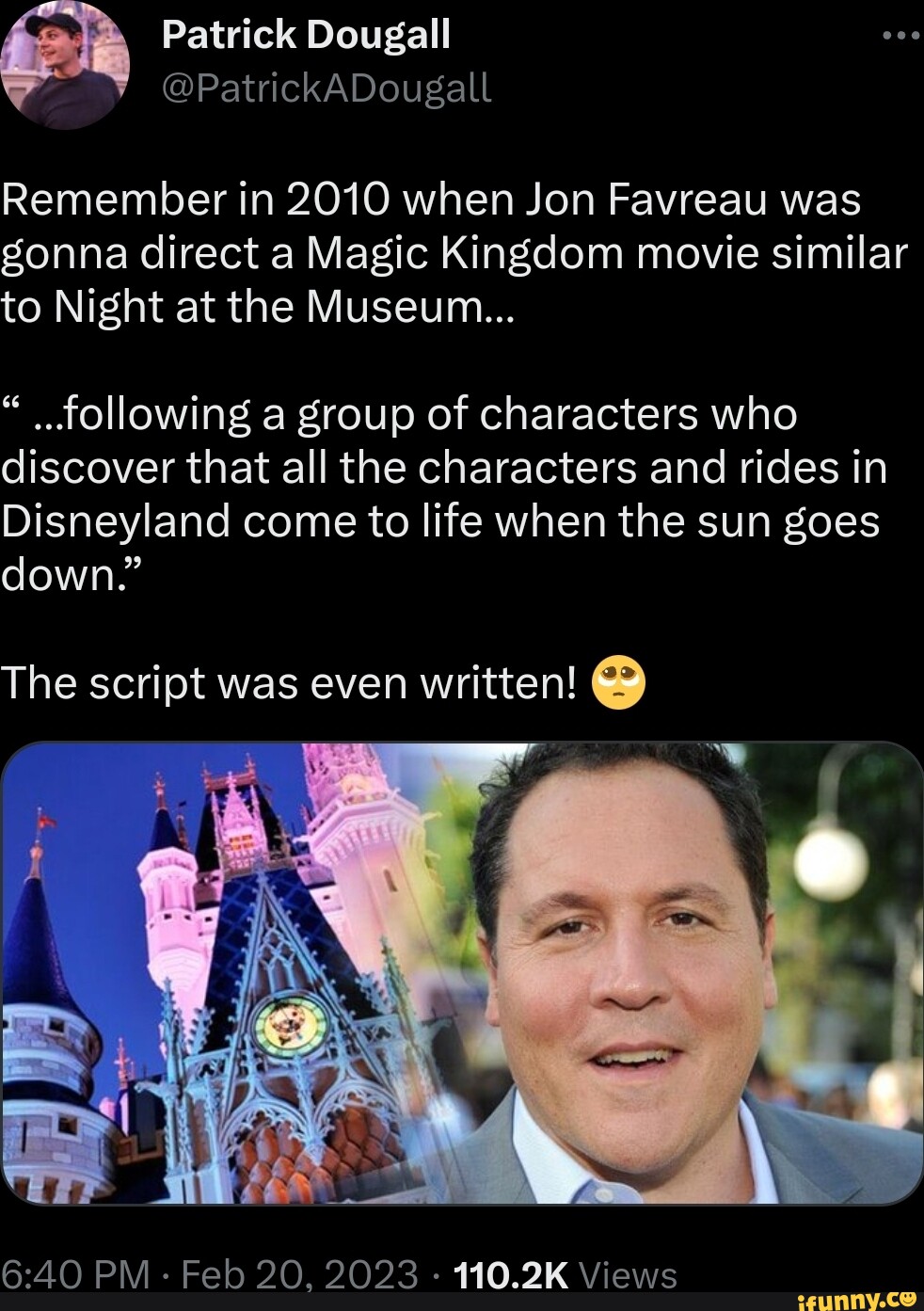Patrick Dougall @PatrickADougall Remember in 2010 when Jon Favreau was ...
