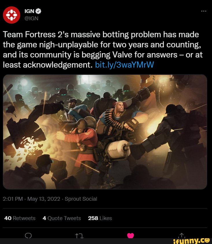 Team Fortress massive botting problem has made the game nigh-unplayable ...