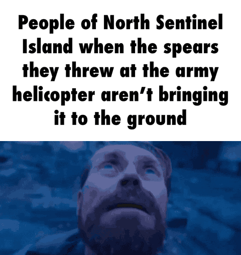 People of North Sentinel Island when the spears they threw at the army ...