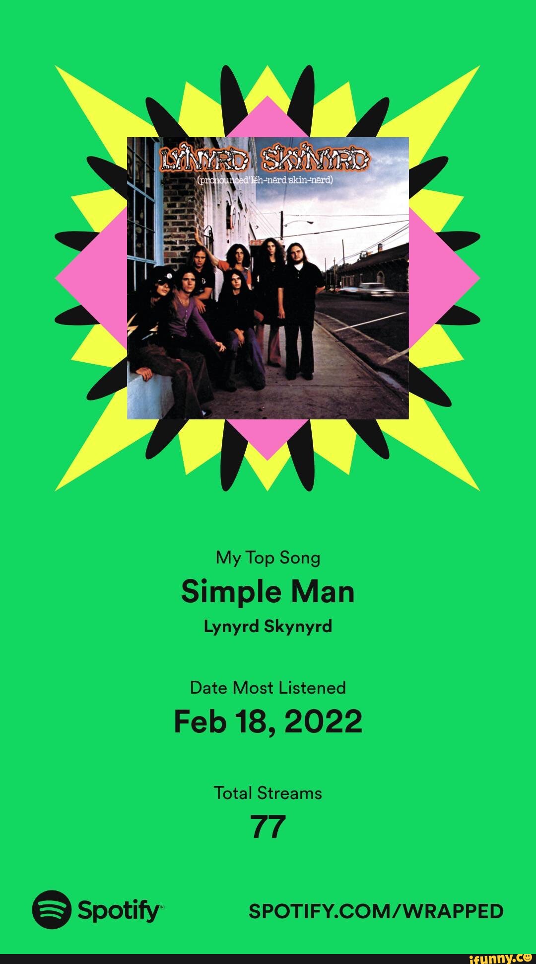 My Top Song Simple Man Lynyrd Skynyrd Date Most Listened Feb 18, 2022 ...