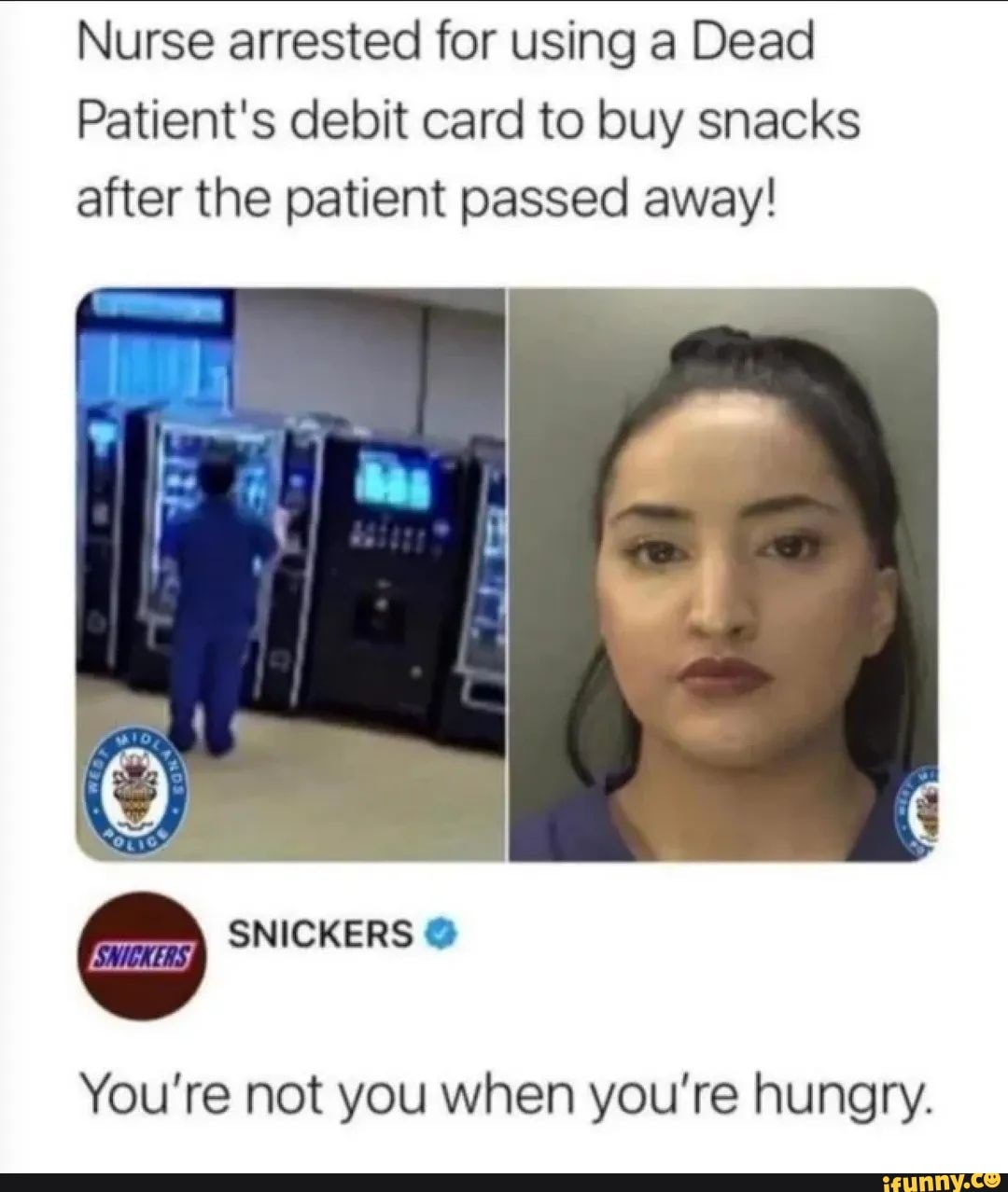 Nurse arrested for using a Dead Patient's debit card to buy snacks ...