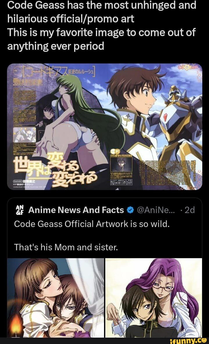 Code Geass has the most unhinged and hilarious art This is my favorite ...