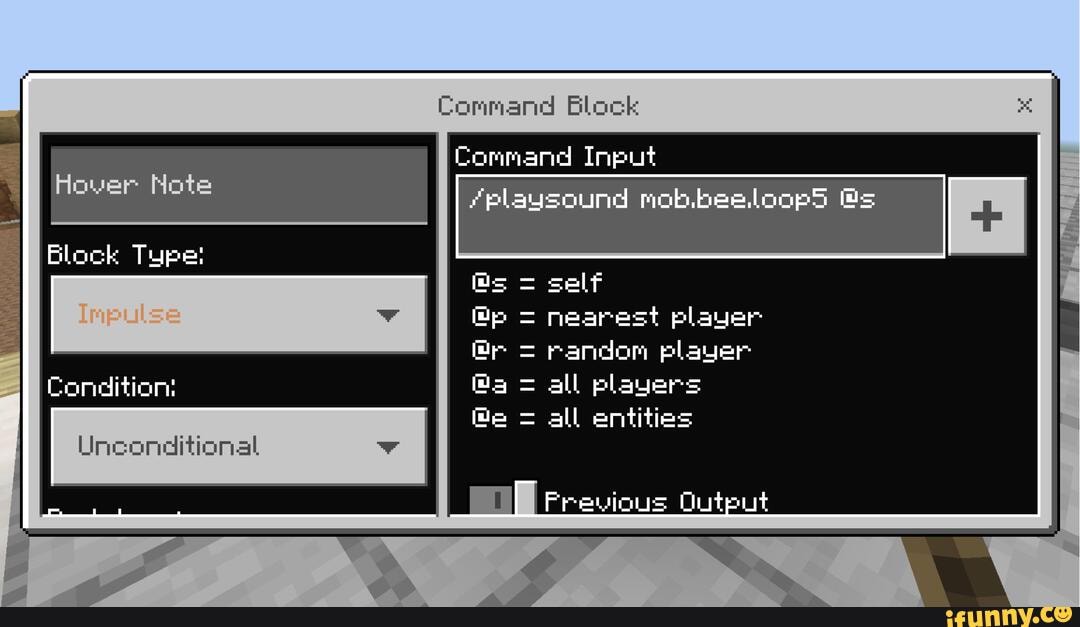 Command Block Command Input Hover Note fplaysound mob @s Block Type ...