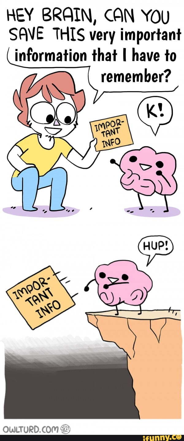 HEY BRAIN, CAN YOU SAVE THIS very important information that I have to ...