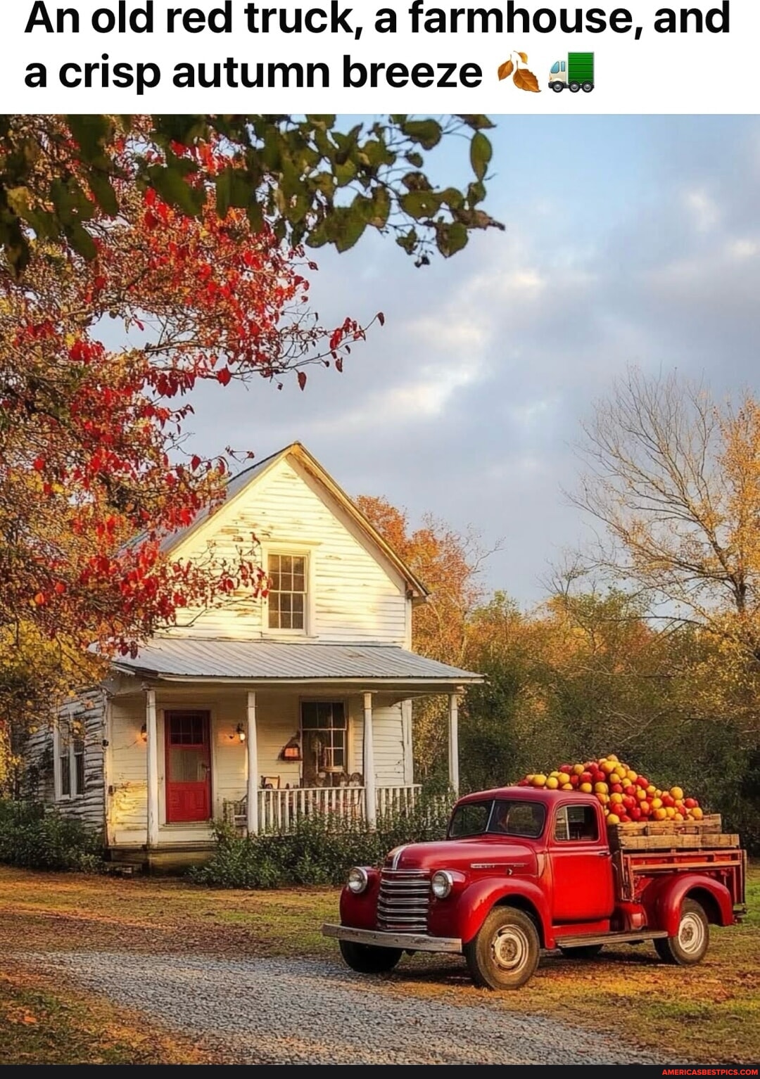 An old red truck, a farmhouse, and a crisp autumn breeze I - America’s ...