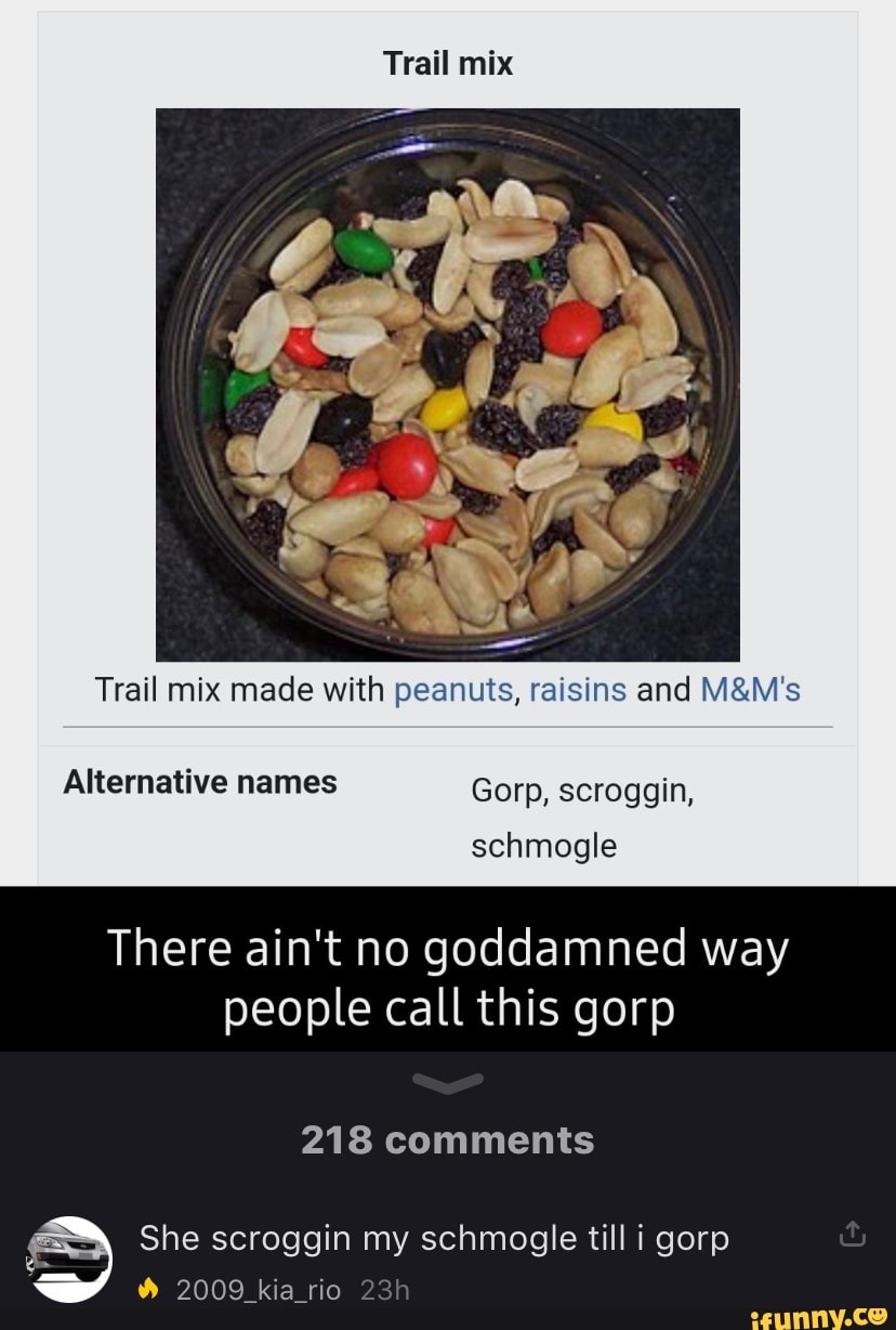 Trail mix Trail mix made with peanuts, raisins and Alternative names ...