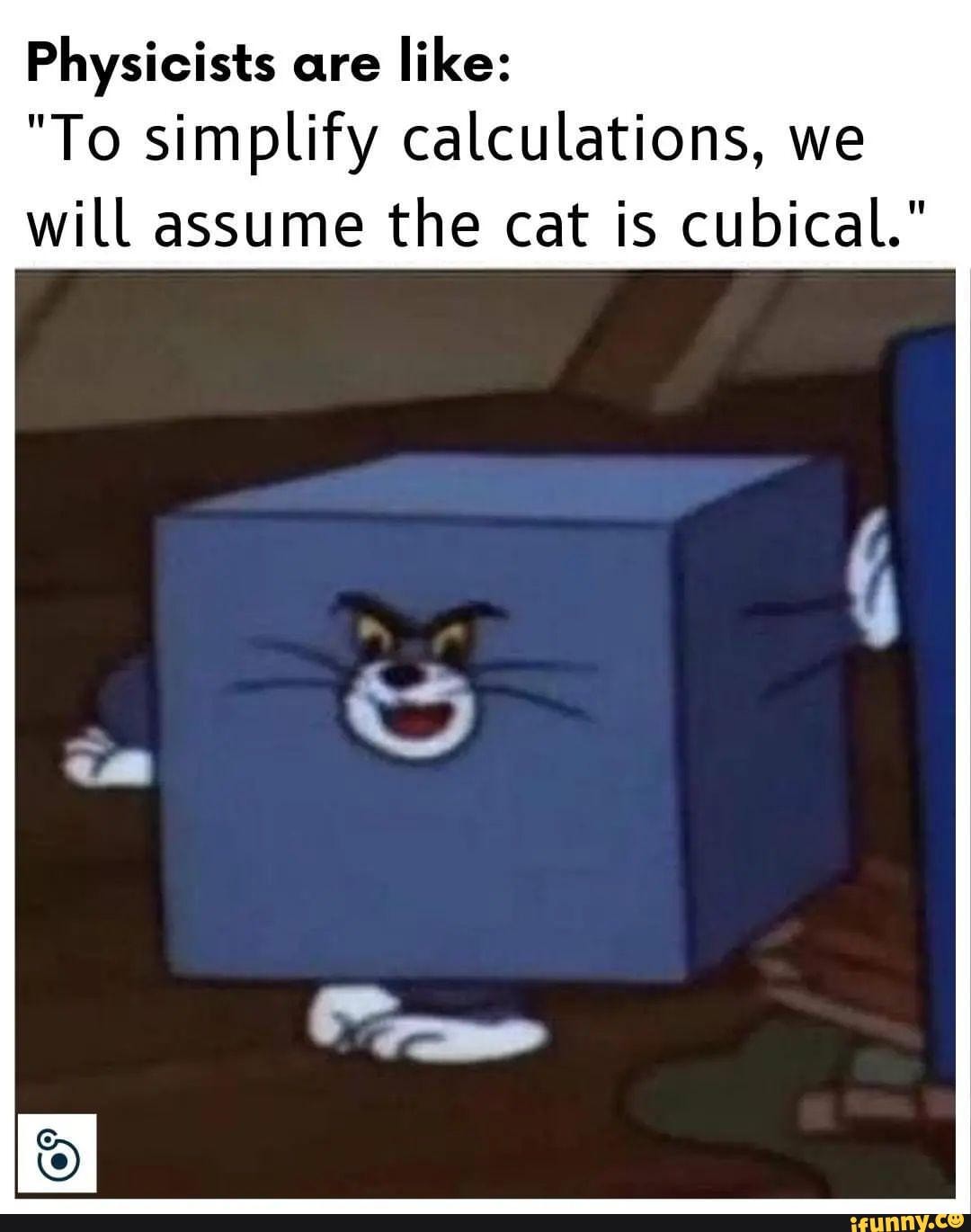 Physicists are like: "To simplify calculations, we will assume the cat ...