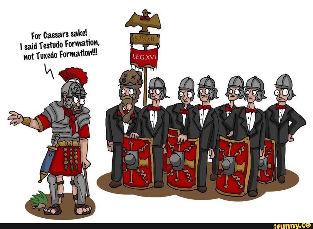 For Caesars sakel I said Testudo Formation, not Tuxedo Formation ...