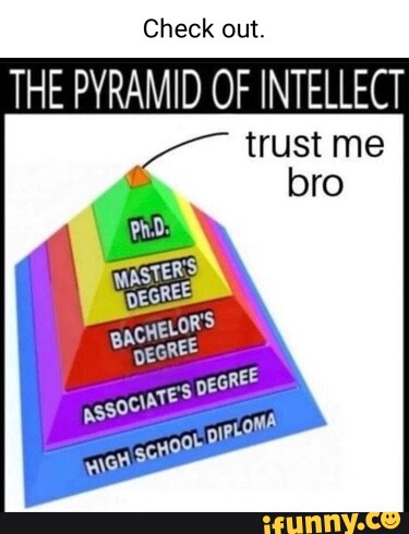 Check out. THE PYRAMID OF INTELLECT trust me bro ELOR - iFunny