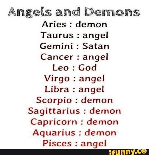 Angels and Demons - Angels and Demons Aries : demon Taurus : angel ...