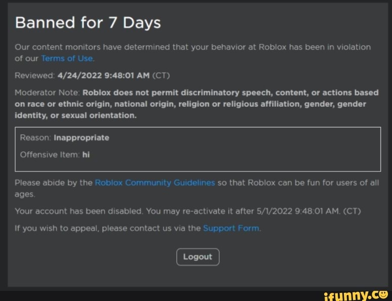 Banned for 7 Days Our content monitors have determined that your ...