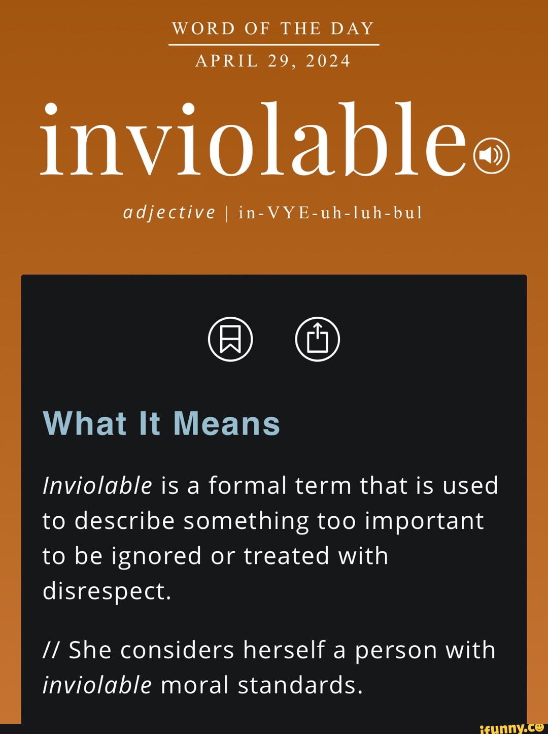 WORD OF THE DAY APRIL 29, 2024 I bl adjective I in- VYE-uh-luh-bul What ...