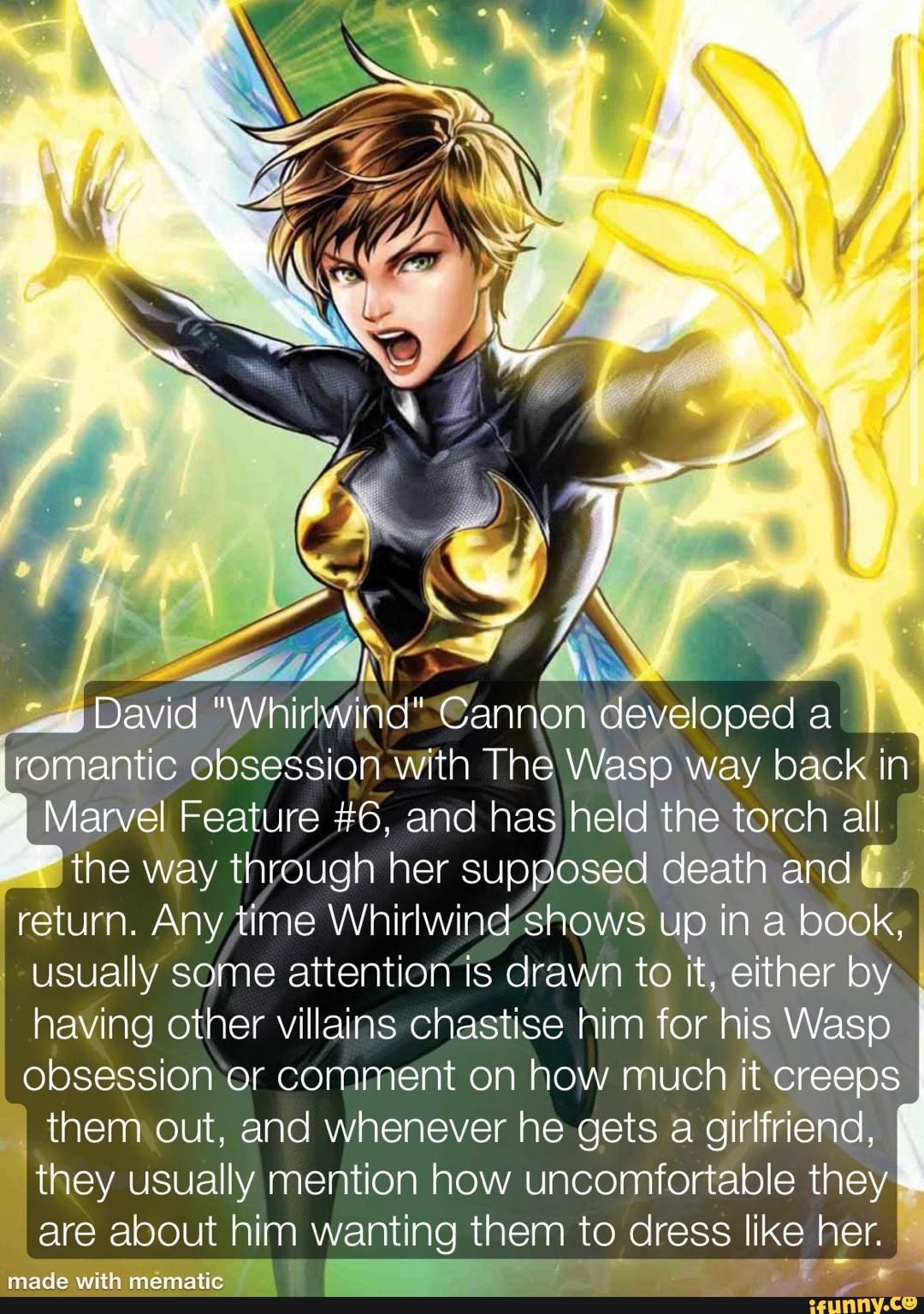 Avid "Whirlwind" Cannon developed a romantic obsession with The Wasp ...