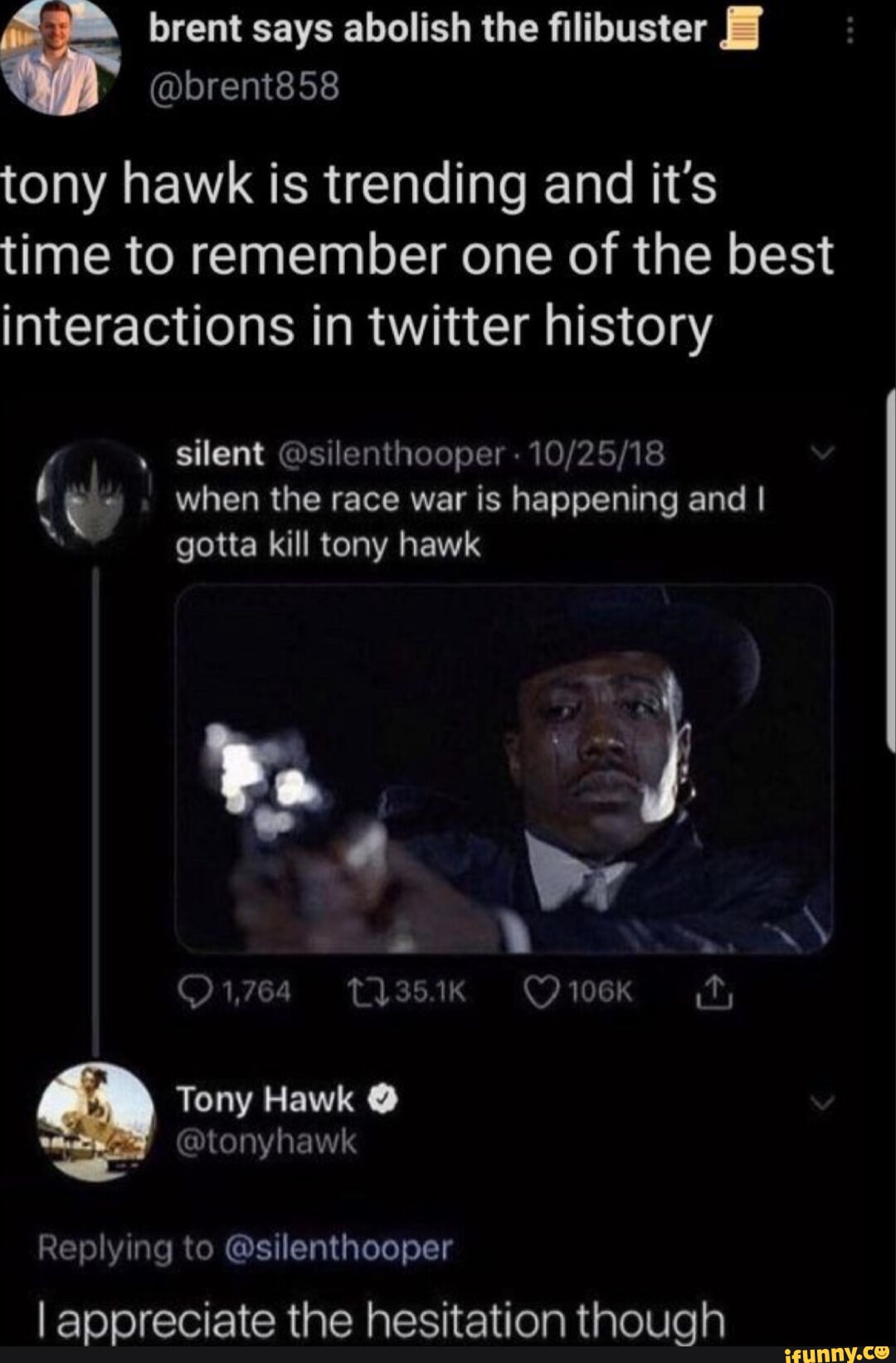 Brent says abolish the filibuster tony hawk is trending and it's time ...