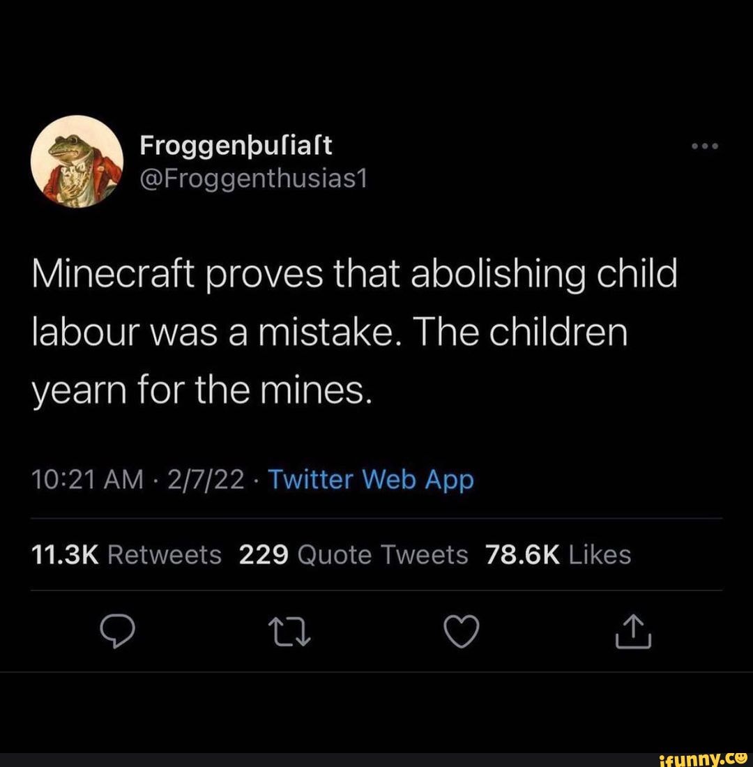 Froggenbufiaft @Froggenthusias1 Minecraft proves that abolishing child ...