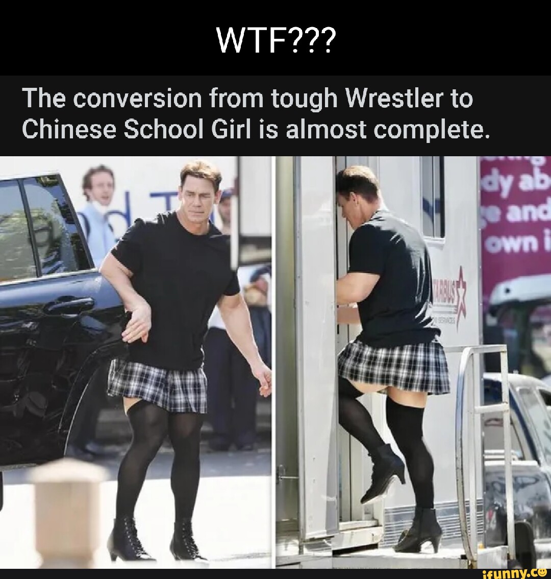 WTF??? The conversion from tough Wrestler to Chinese School Girl is ...