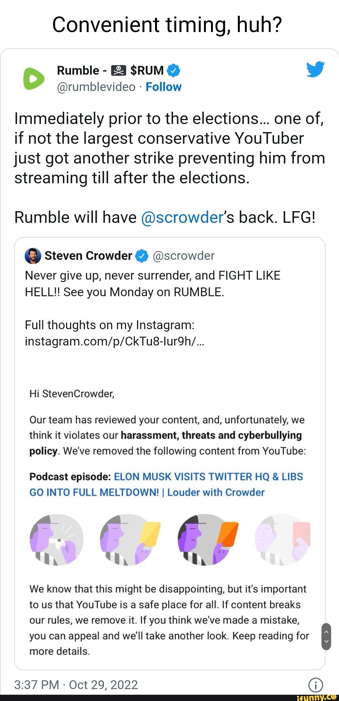 Convenient timing, huh? Rumble - &3 $RUM @ Immediately prior to the ...