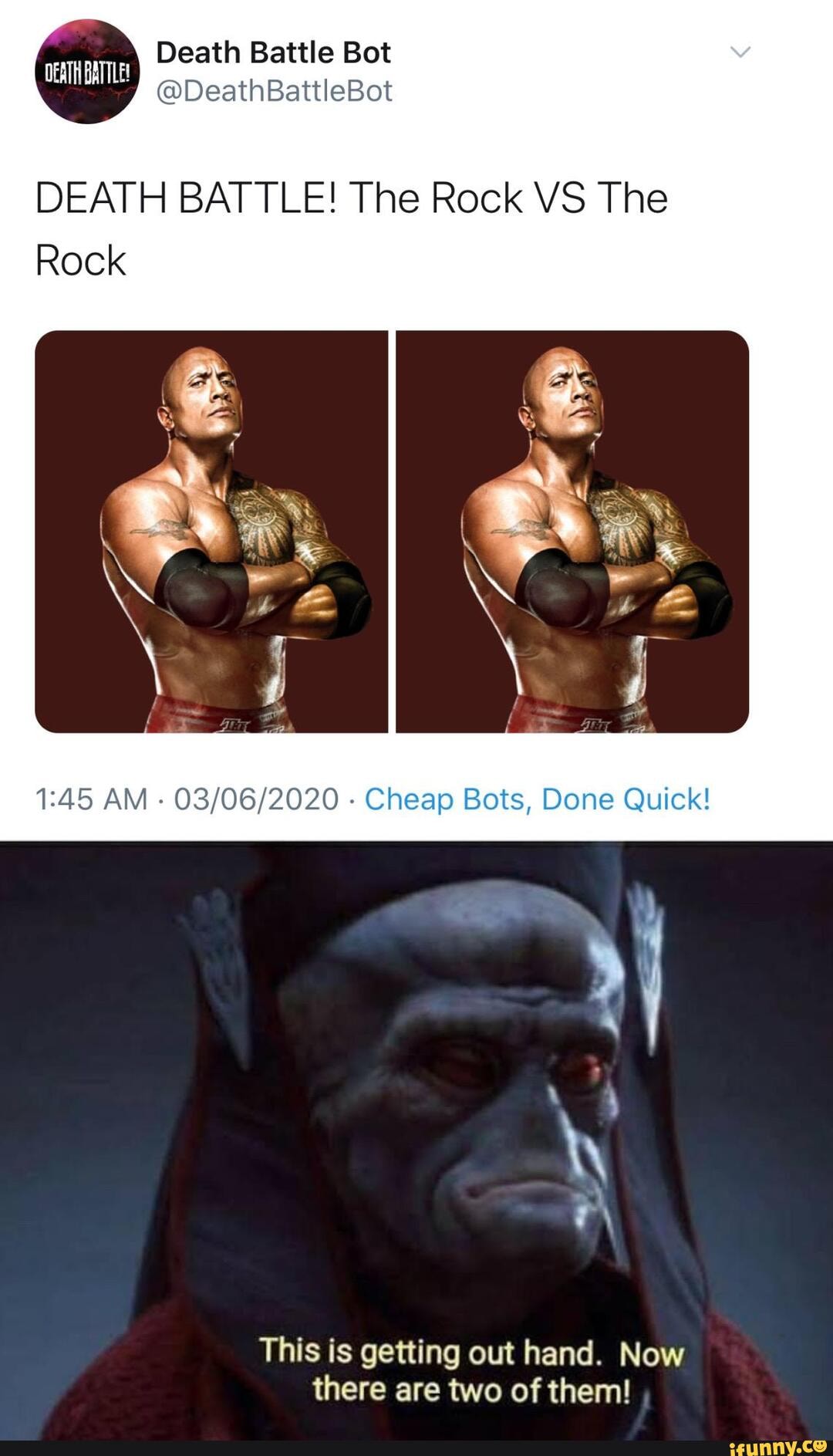 Death Battle Bot DEATH BATTLE! @DeathBattleBot DEATH BATTLE! The Rock ...